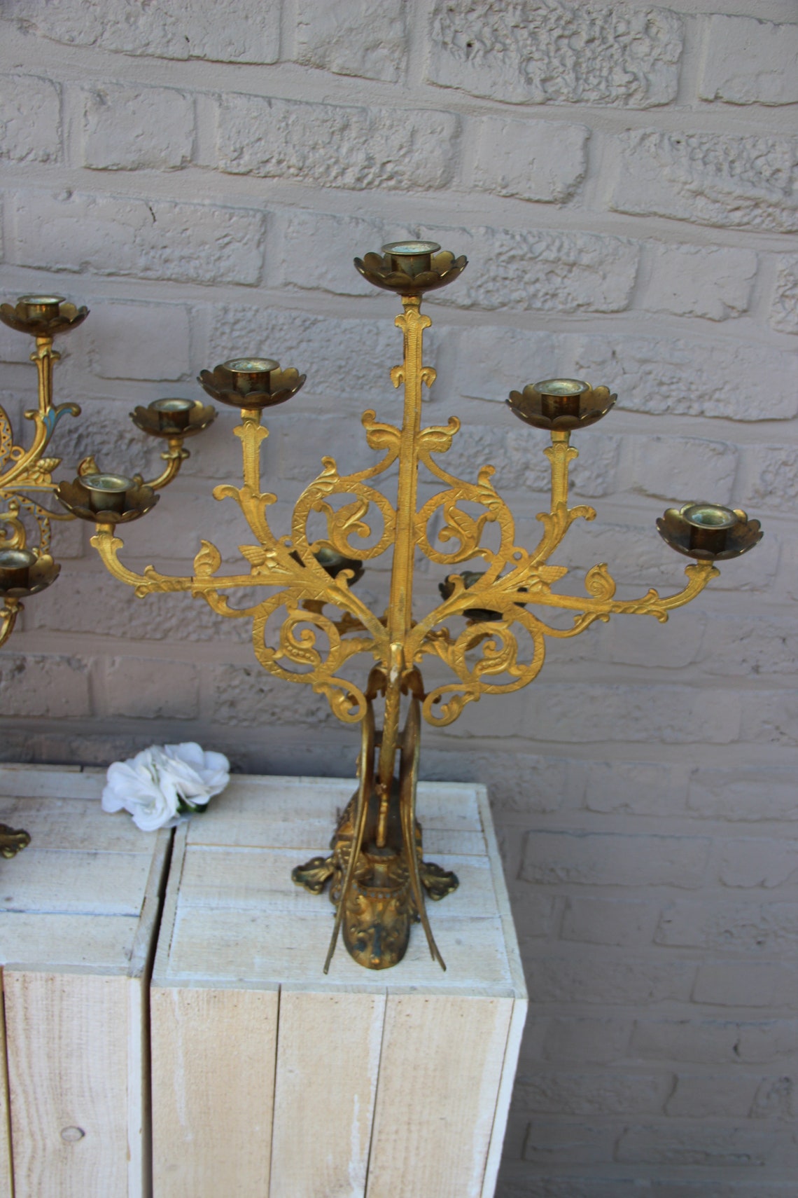 Rare XL Antique Religious Altar Church Candelabras Gothic - Etsy