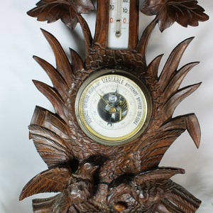 Antique Black Forest Wood Carved Wall Barometer Birds Nest Rare - Etsy