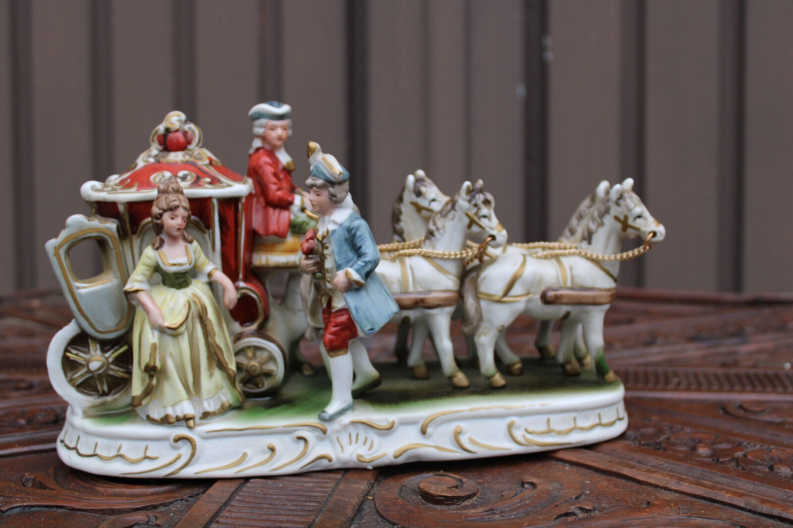 Vintage Duitse porseleinen koets koets paarden prinses - Etsy België