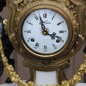 Vintage Bronze Marble White Faun Putti Cherub Figural Mantel Clock - Etsy