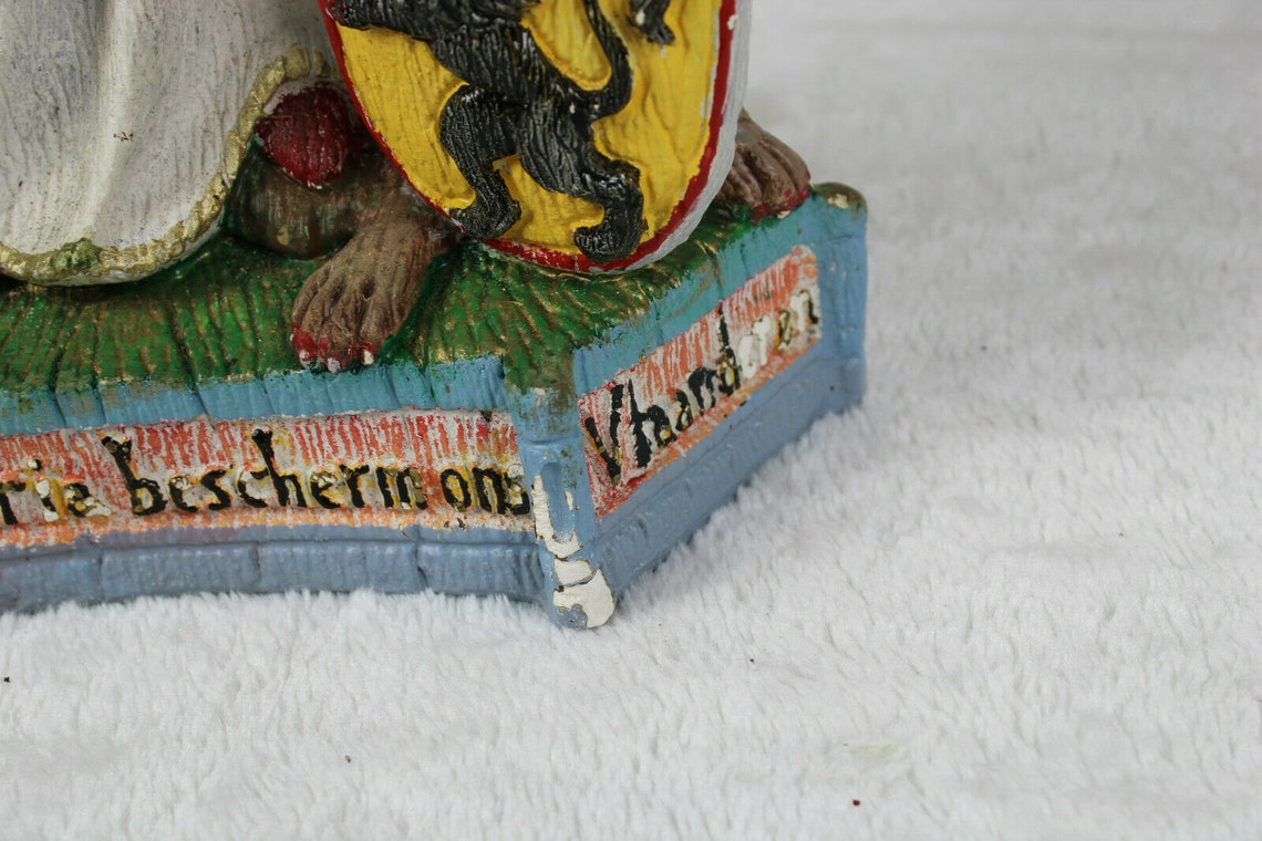 Xl Flemish Chalkware Statue Our Mary of Flanders Lion Snake | Etsy