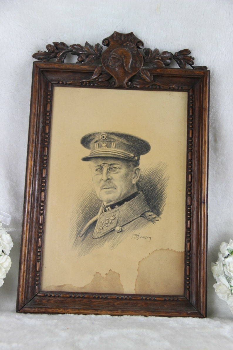Antique Portrait Drawing Officer General Army Ww1 1914-1918 - Etsy