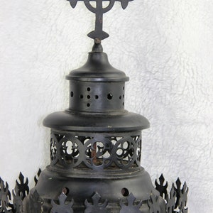 Religious Gothic Church Lantern Light Metal Black Cross Glass - Etsy