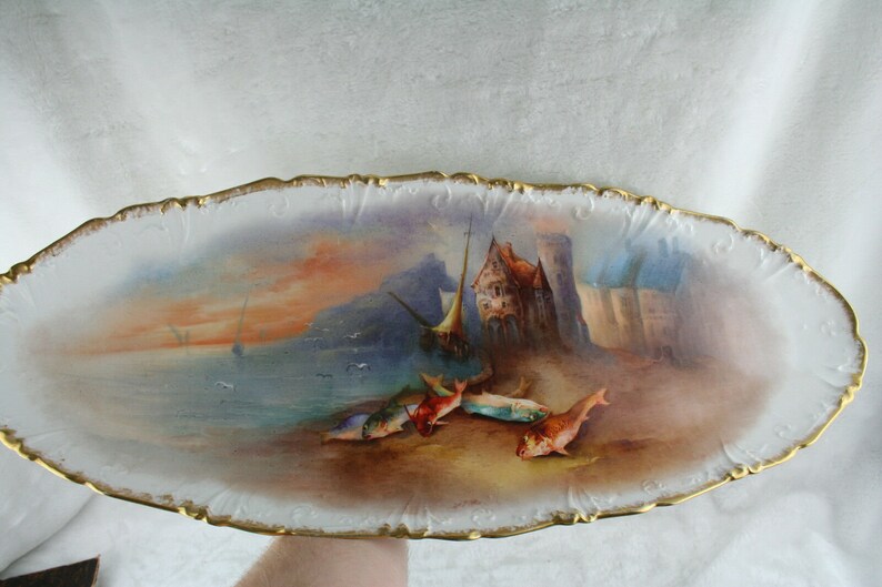 Exclusive Xxl French Old Paris Porcelain Fish Porcelain Plate - Etsy