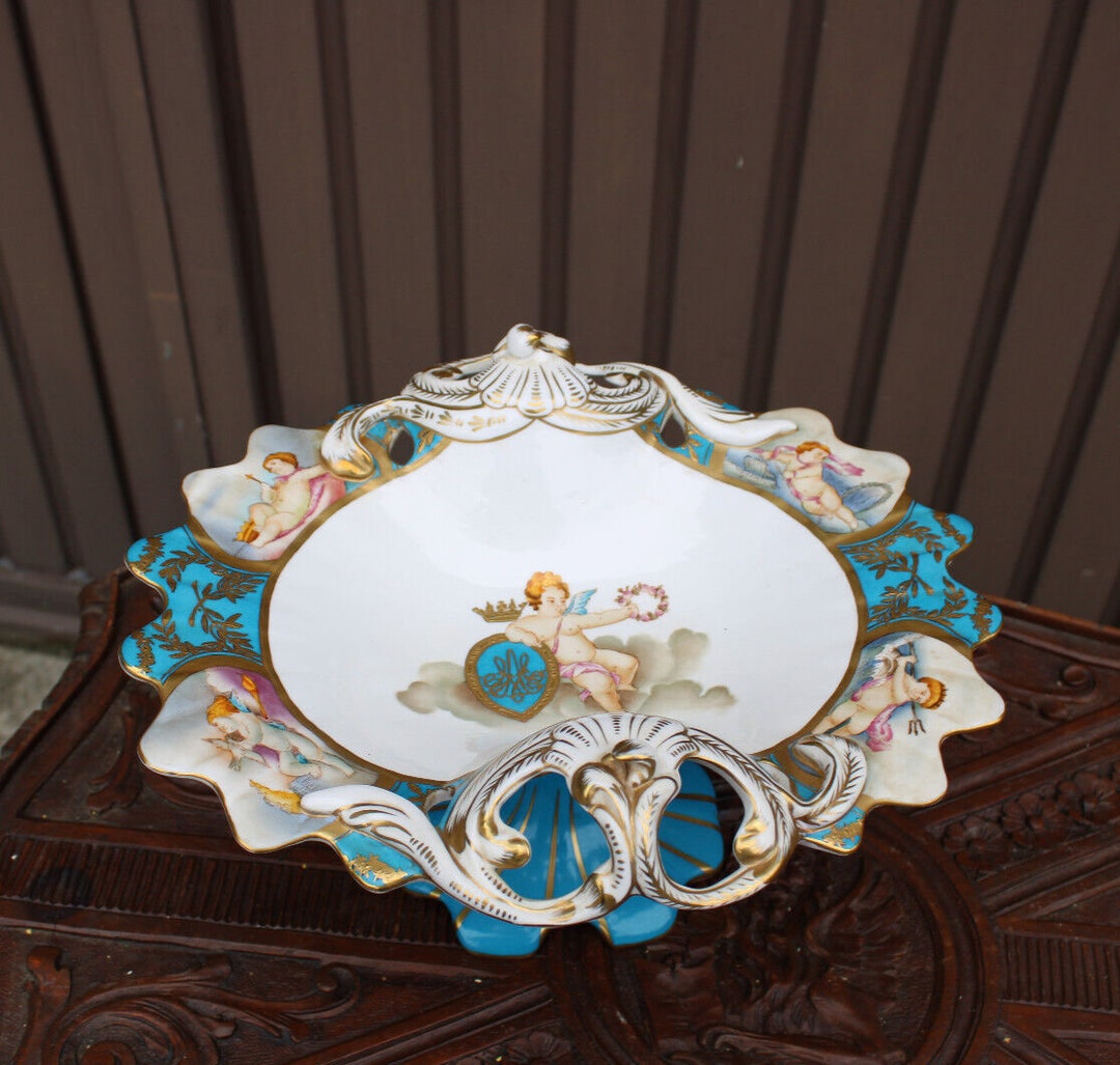 Vintage Large Porcelain Sevres Decor Putti Cherub Centerpiece Bowl - Etsy