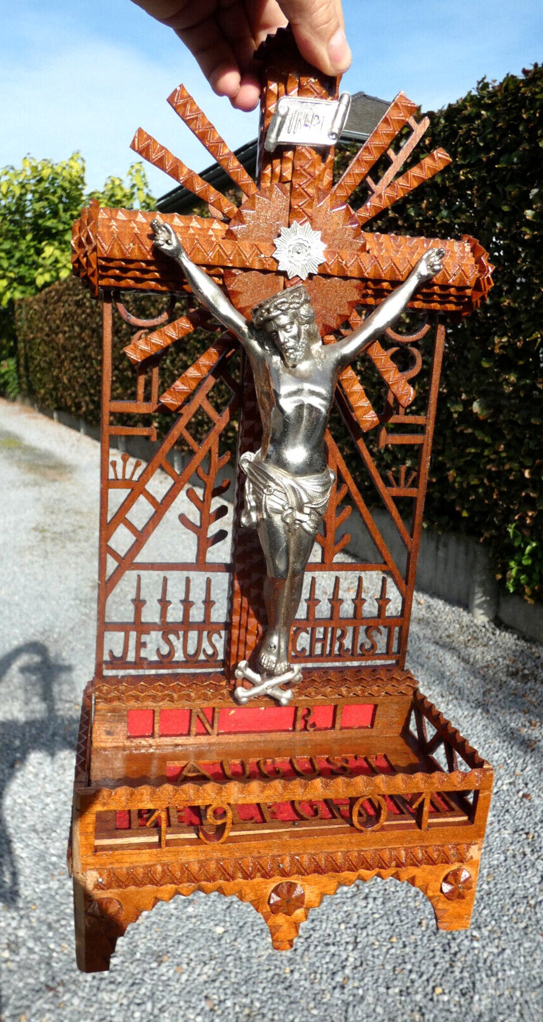 Antique Flanders 1901 Dated Tramp Art Wood Carved Crucifix Rare - Etsy