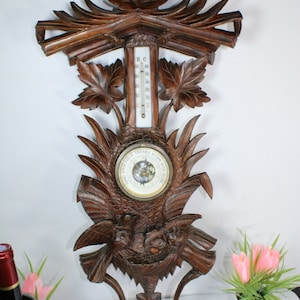 Antique Black Forest Wood Carved Wall Barometer Birds Nest Rare - Etsy