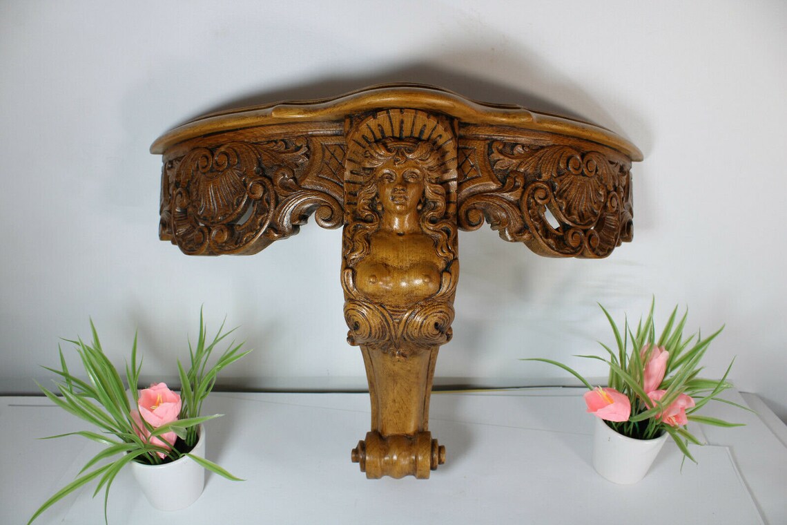 Rare Antique Flemish Wood Carved Wall Console Figurehead - Etsy