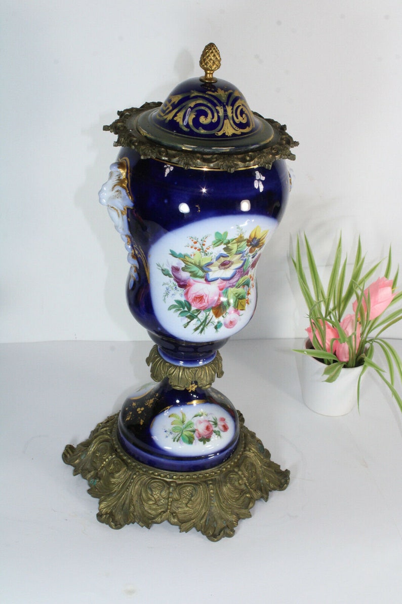 Antique French Bayeux Faience Porcelain Floral Bronze Vase - Etsy