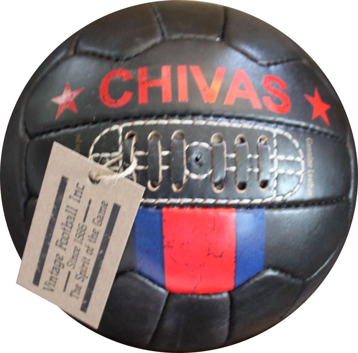 CHIVAS 1960's Vintage Soccer Ball 100% Leather Hand Crafted the Perfect ...