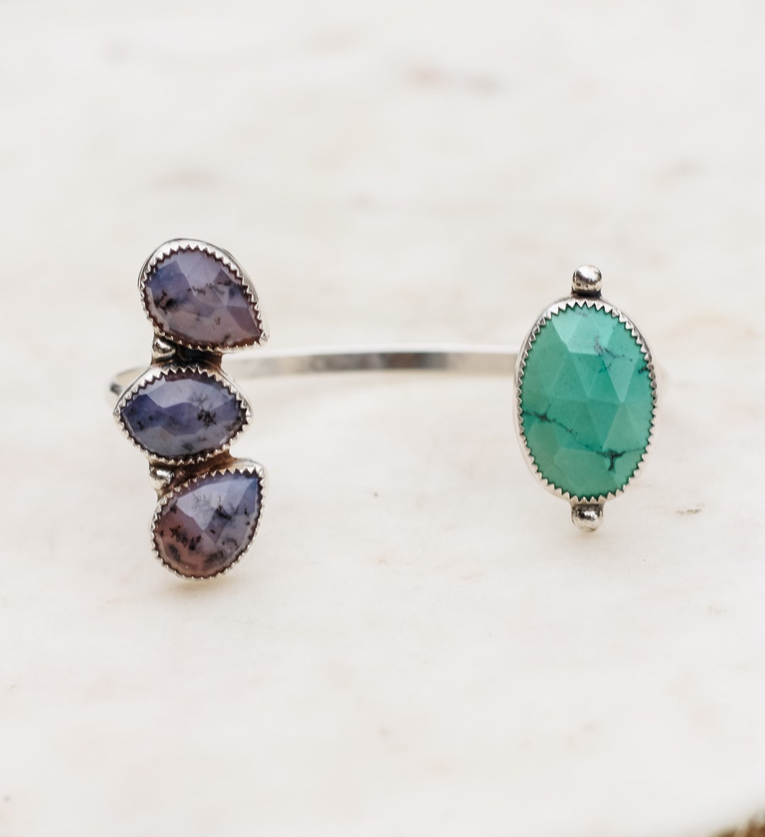 Rose Cut Turquoise and Dendritic Amethyst Sage Sterling Silver ...