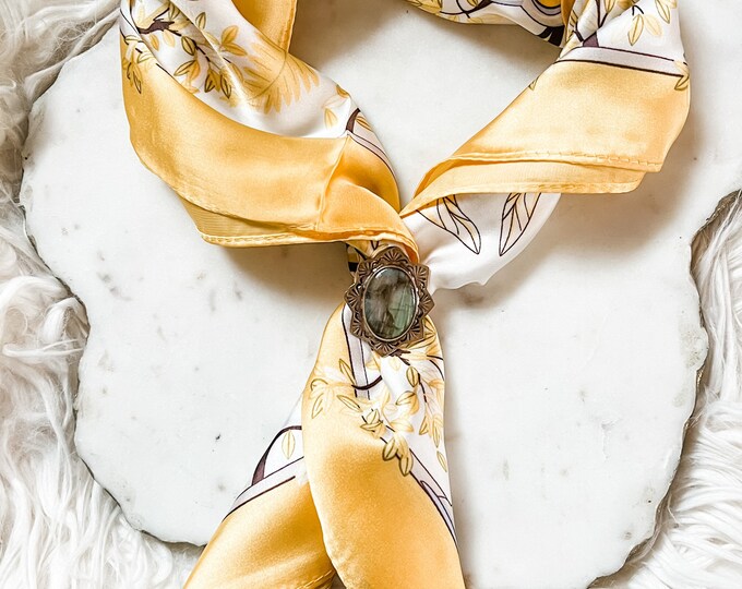 Wanderlust Bolo Scarf Slide Collection// Labradorite Gemstone Brass Rag ...