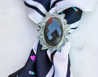 Wanderlust Bolo Scarf Slide Collection Faceted Flower Agate Gemstone ...