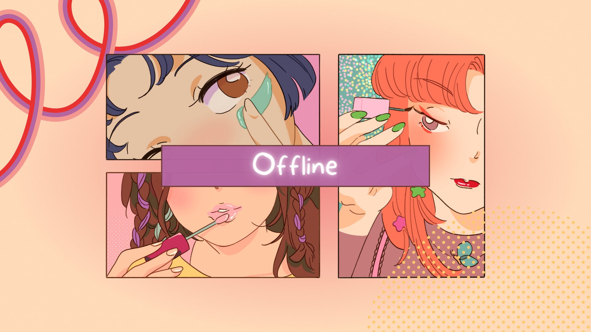 Kawaii Anime Makeup Stream Screens for Twitch | Starting Soon, Be Right ...