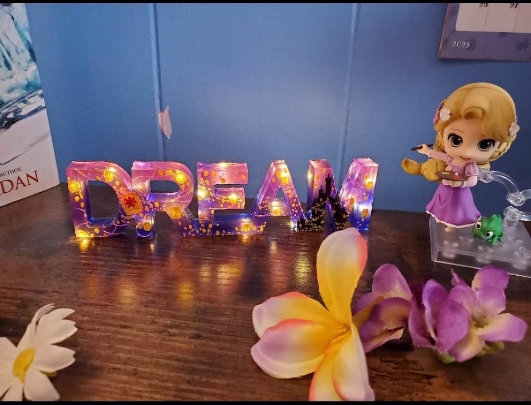 Tangled Inspired DREAM Lighted Resin Sign With Handpainted Lanterns and ...