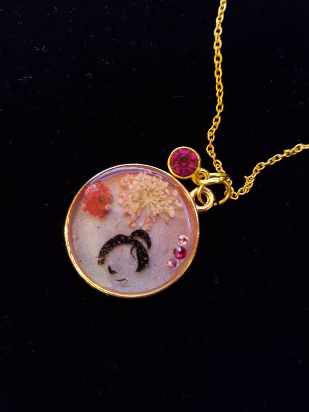 Mulan Blossom Pendant With Real Flowers and Genuine Swarovski Crystals ...
