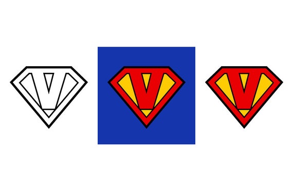 Superman Letter V Download Digital Clipart Silhouette Vector | Etsy