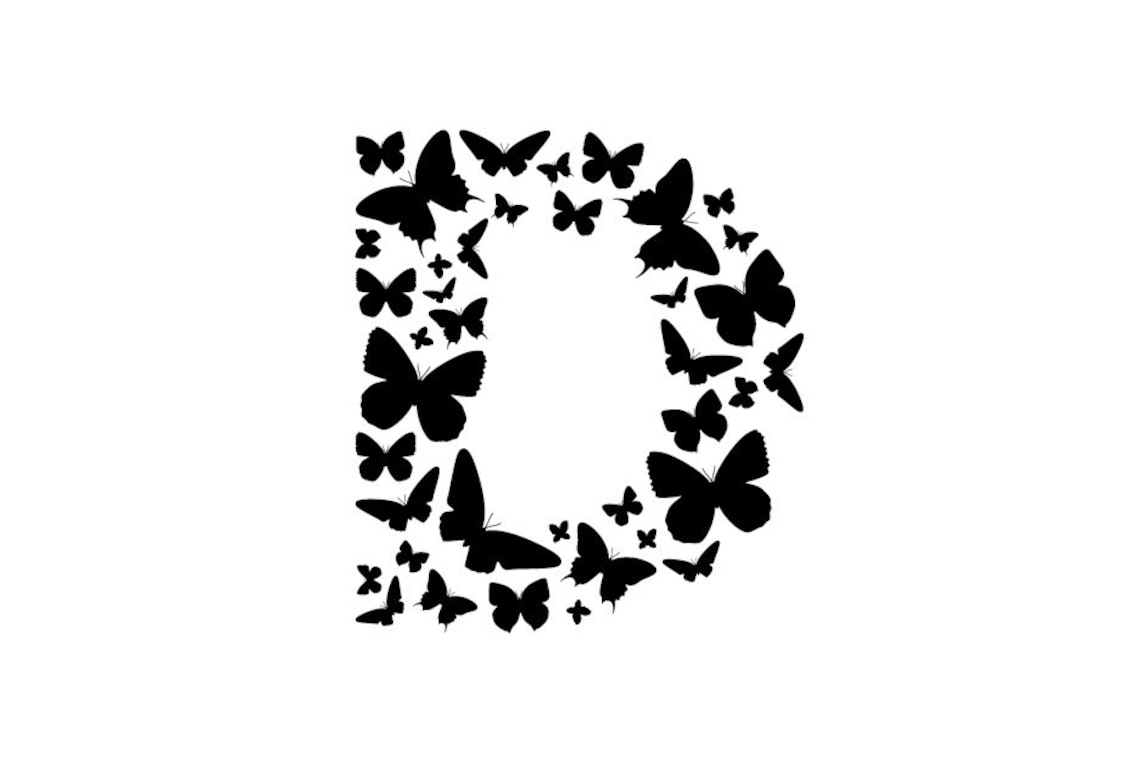 Butterfly Font Letter D Download Digital Clipart Silhouette - Etsy