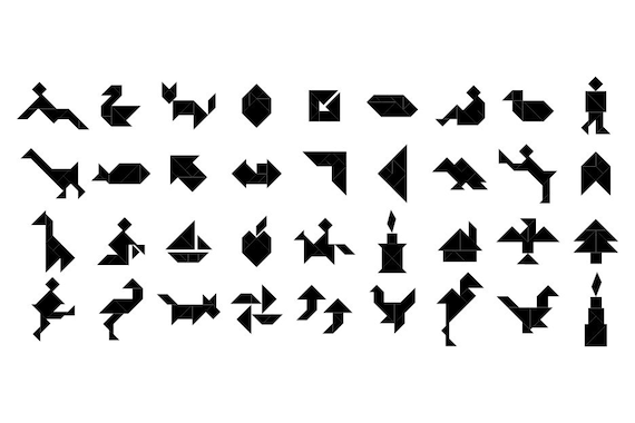 Tangram formes téléchargement numérique Clipart Silhouette | Etsy France