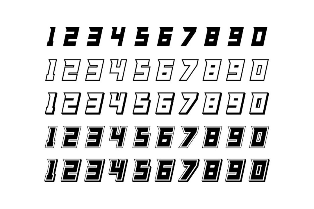 Racing Numbers Download Digital Clipart Silhouette Vector - Etsy