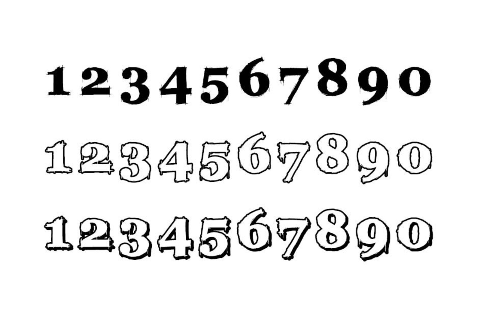 Outlined Numbers 18 Download Digital Clipart Silhouette | Etsy