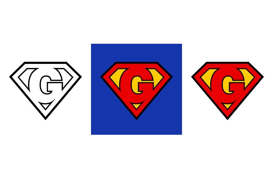 Superman Letter G Download Digital Clipart Silhouette Vector | Etsy