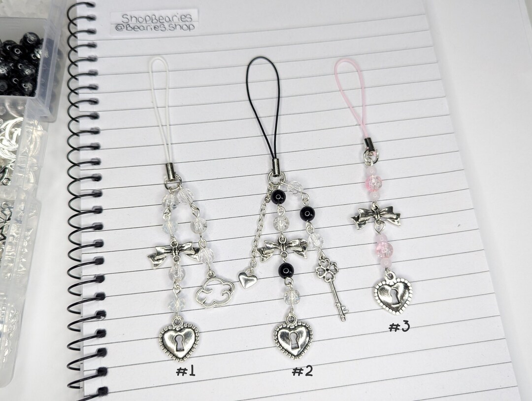 Heart Locket Phone Charm W Bow / Ribbons -coquette, Dollcore, Dollette ...