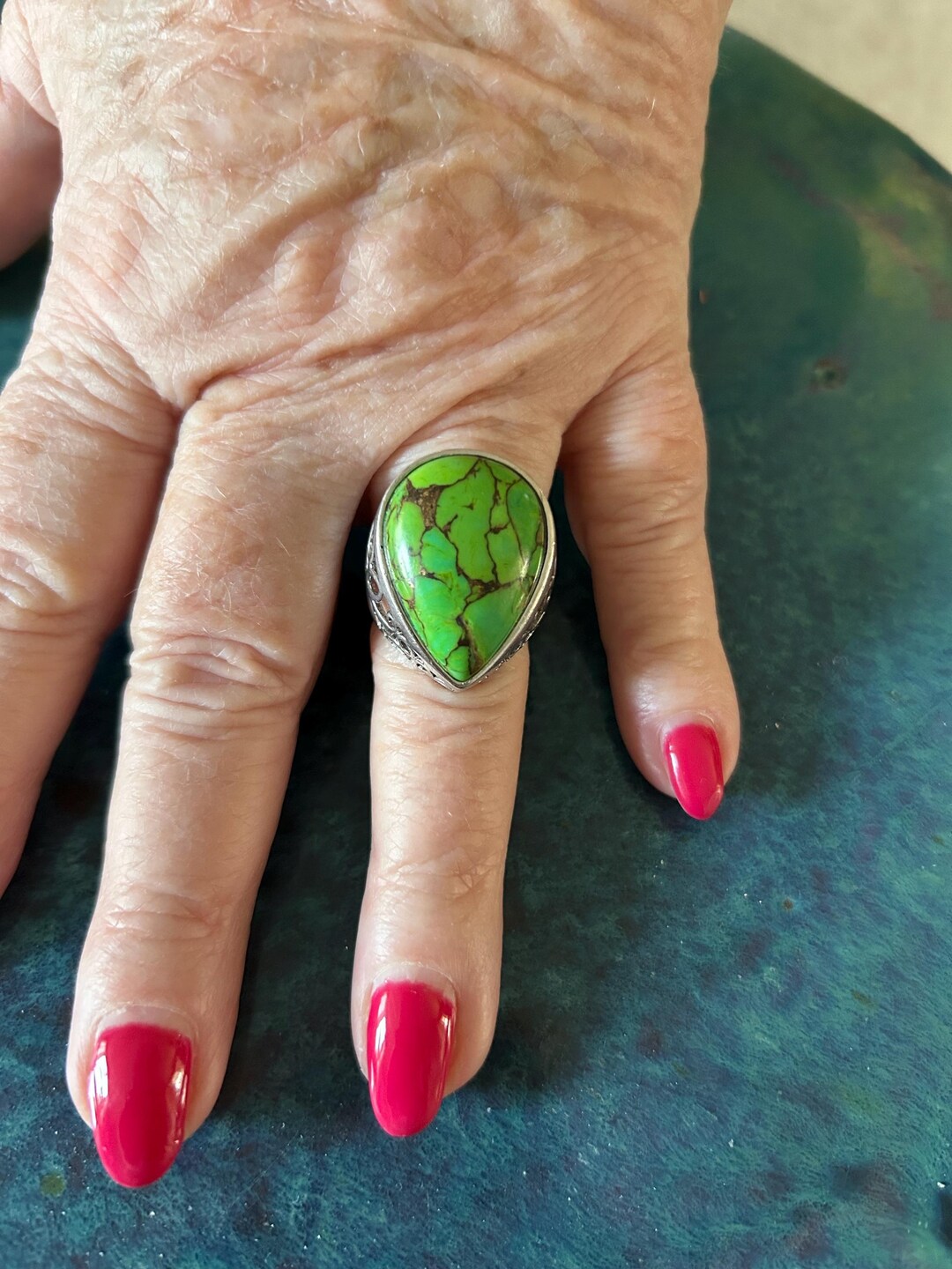 Sterling Silver and Gaspeite Ring, Size 8 - Etsy