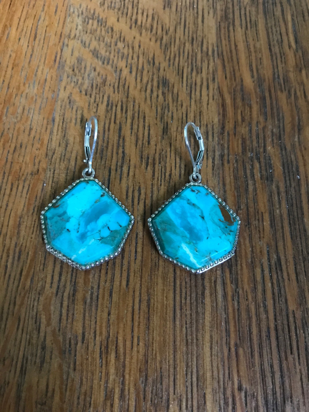 Sterling Silver Turquoise And Mother Of Pearl Dangle Earrings Etsy