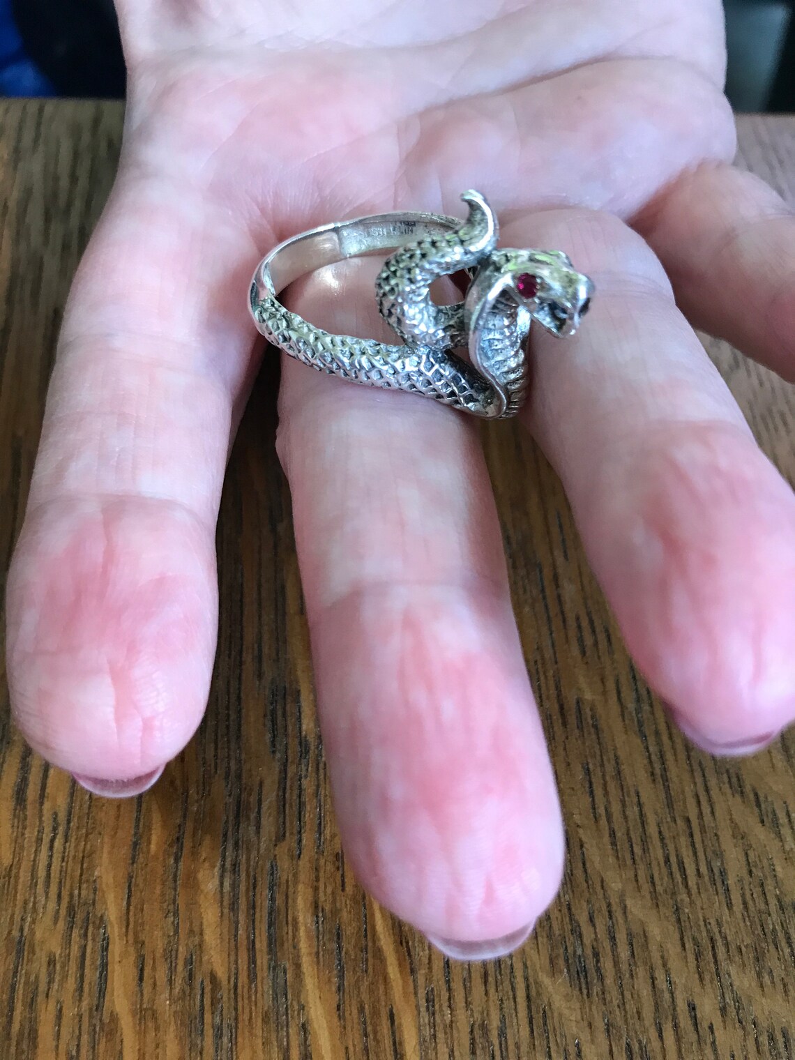 Large Sterling Silver Cobra Snake Ring with Ruby eyes | Etsy