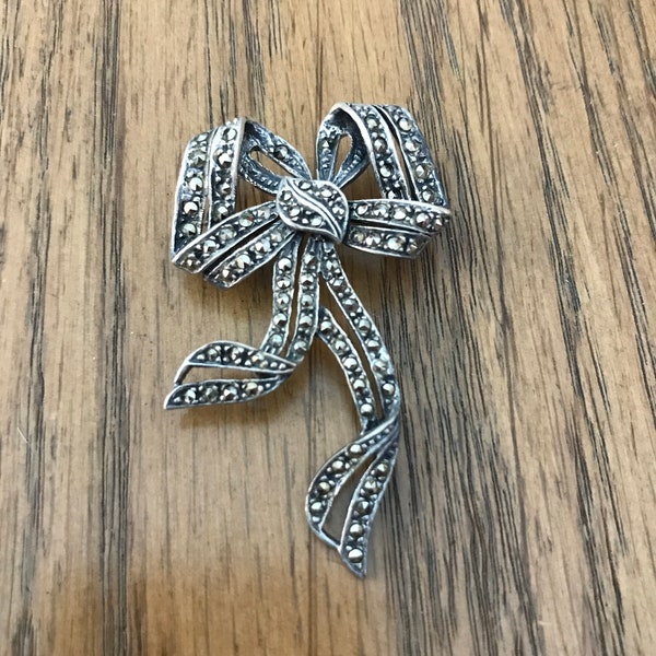 Marcasite Bow Brooch - Etsy