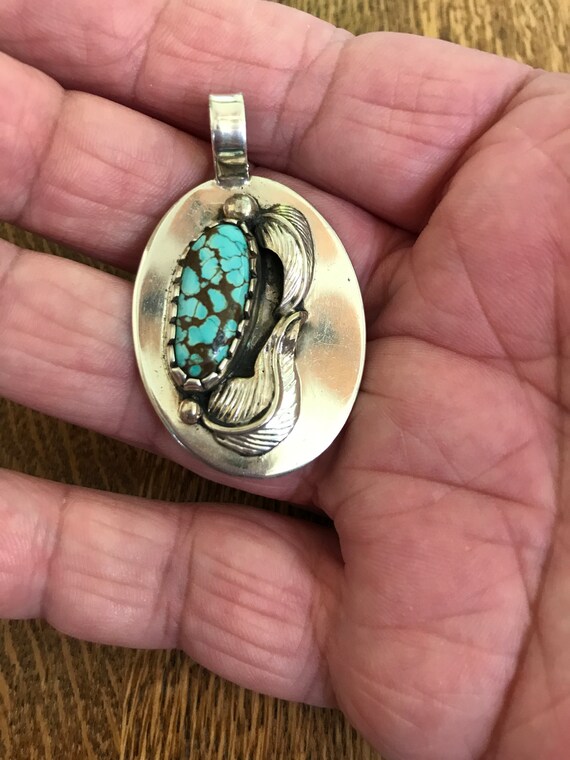 Native American Old Pawn Silver and Turquoise Pendant… - Gem