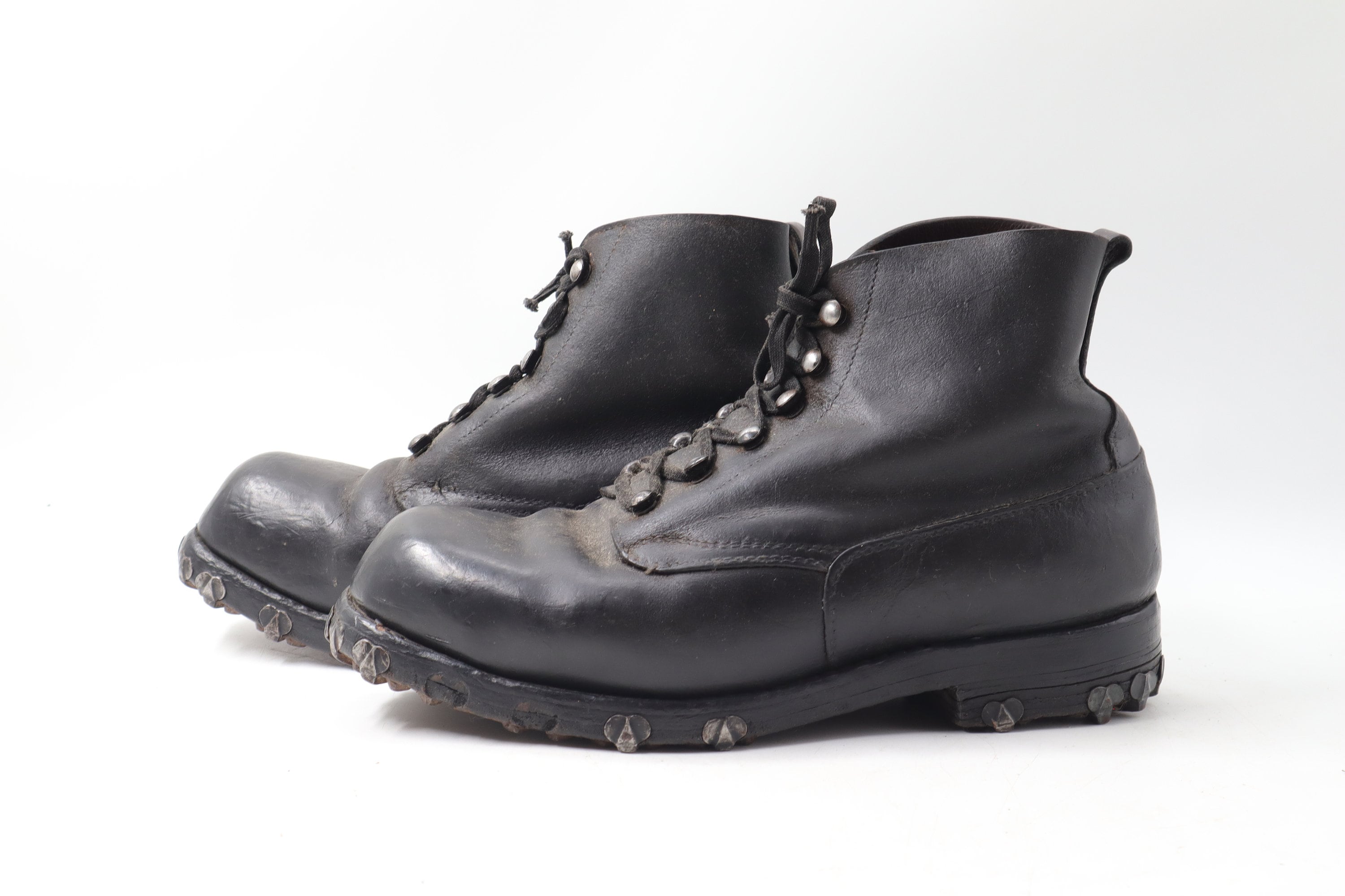 Vintage Swiss WWII Leather Mountain Boots Tricouni Hobnail 1940s FREE ...
