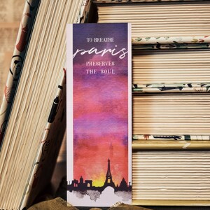 Paris Quote Bookmark for Books - Literary Gifts for Book Lovers ...