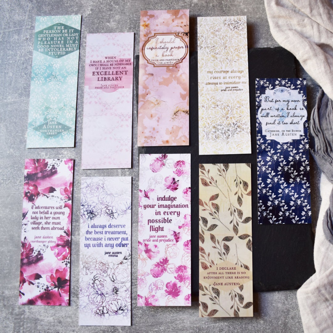 Jane Austen Bookmark for Books Bundle - Pride and Prejudice Book Quote ...