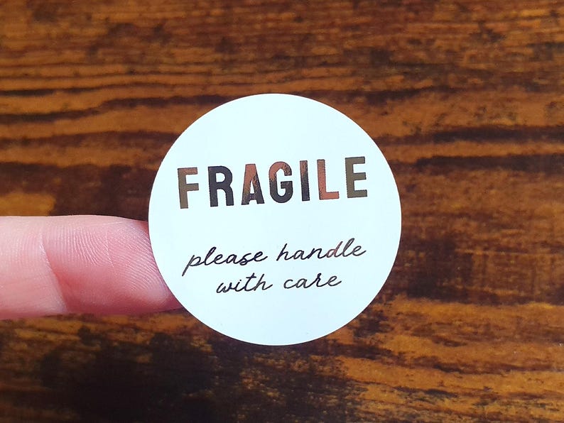 Real Foil Fragile Handle With Care Stickers - Real Foiled Small ...