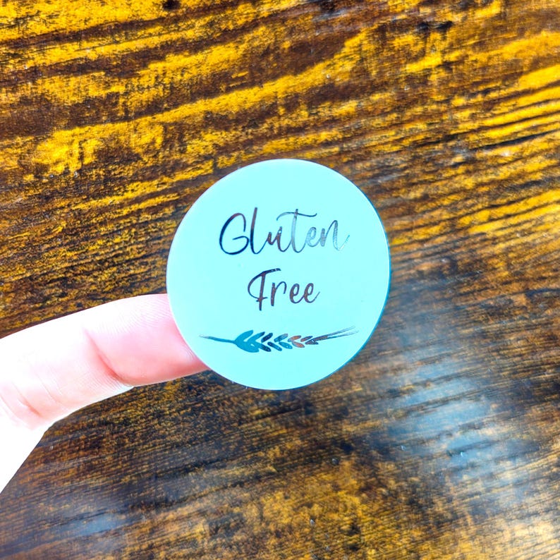 Foiled Gluten Free Allergen Stickers - Small Business Packaging Labels ...
