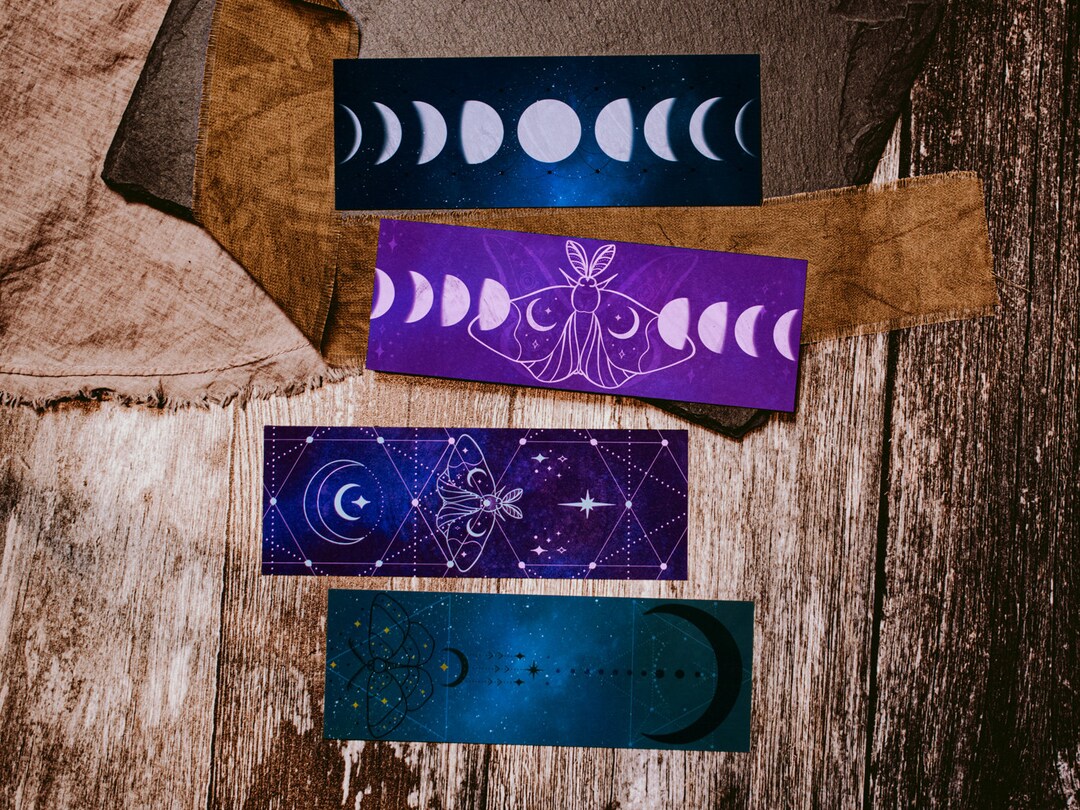 Lunar Moth Moon Phase Bookmark for Books Set - Etsy