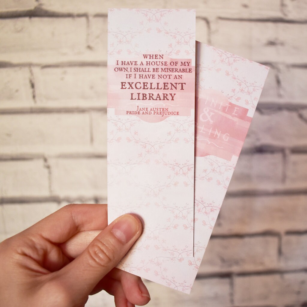 Jane Austen Book Quote Bookmark for Books Pride and | Etsy