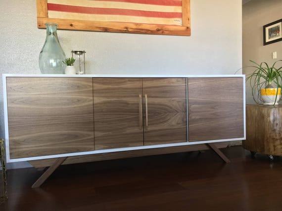72 Bespoke Statement Credenza 4 Doors No Drawers White Walnut Etsy
