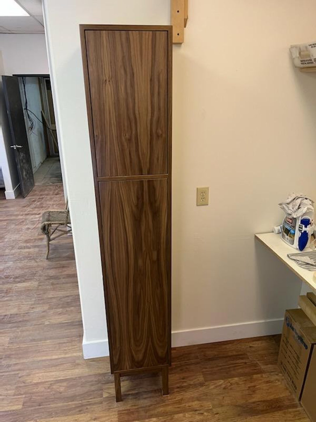 Walnut Vertical Grain Linen Cabinet Mid Century Style FREE - Etsy