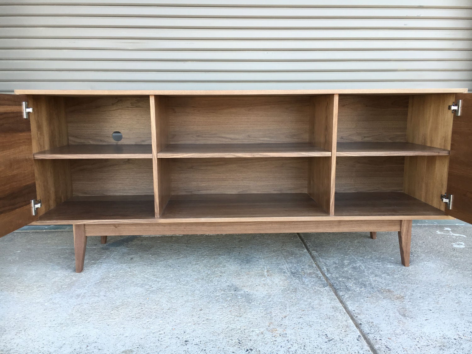 NEW Hand Built Mid Century Style TV Stand. Walnut Two Door W/ - Etsy