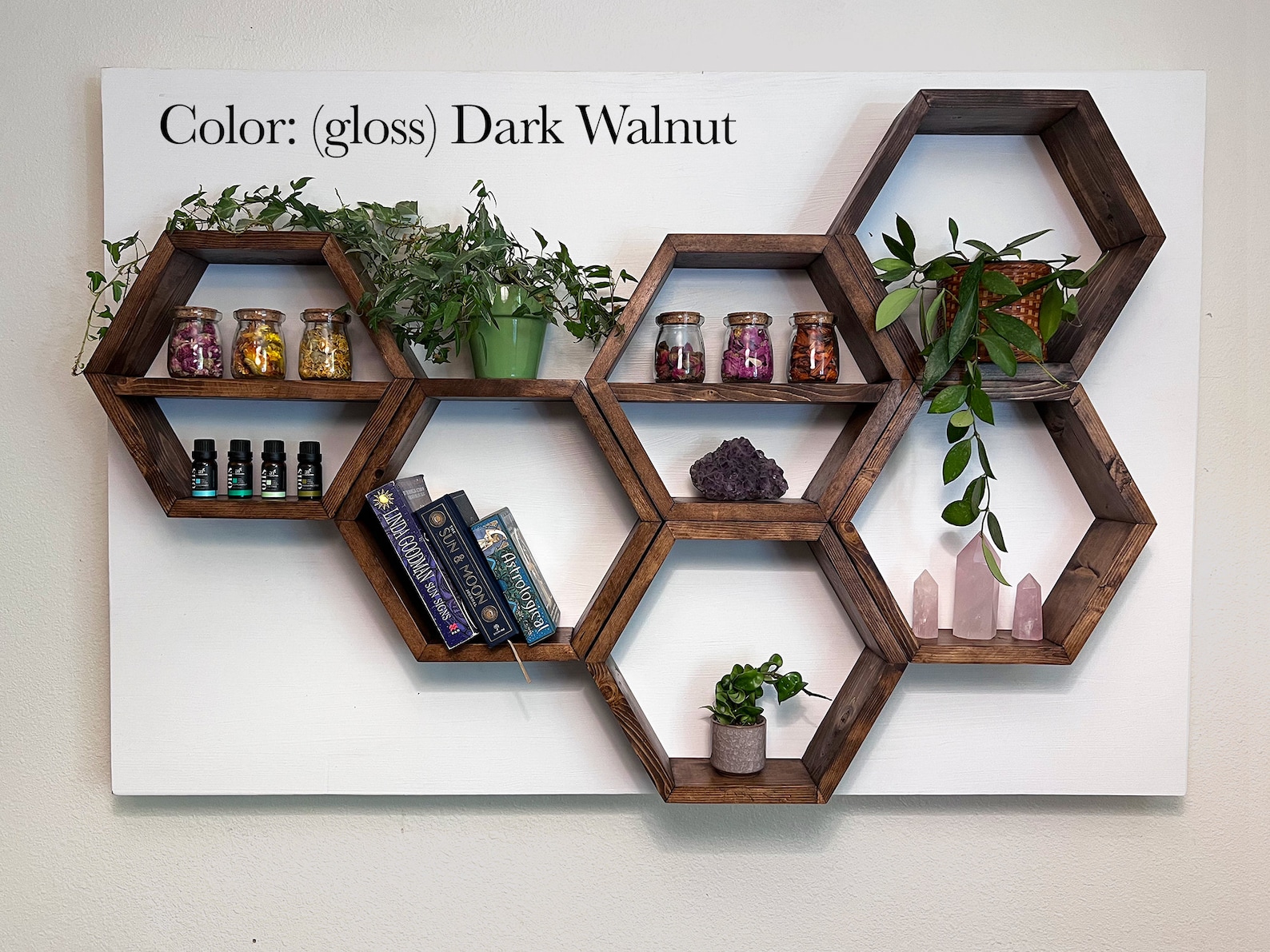 Set of 6 Hexagon Shelves Floating Shelf Honeycomb Shelf Crystal Shelf ...
