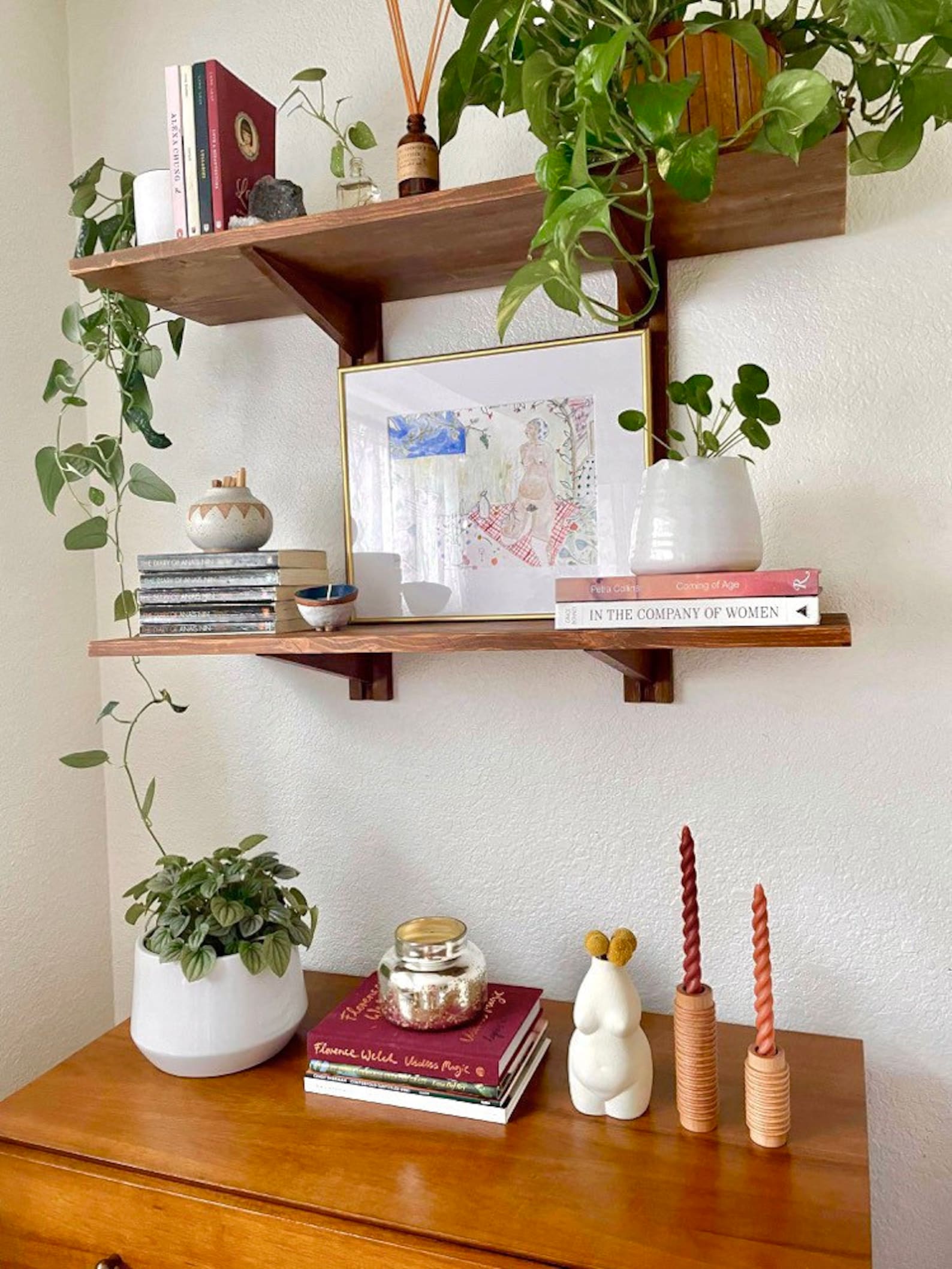 Large Midcentury Modern Shelving / Two Tier Shelf / Midcentury Modern ...