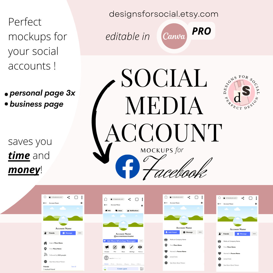 Facebook Mockup. Social Media Mockups. Facebook Mockup Edited in Canva ...