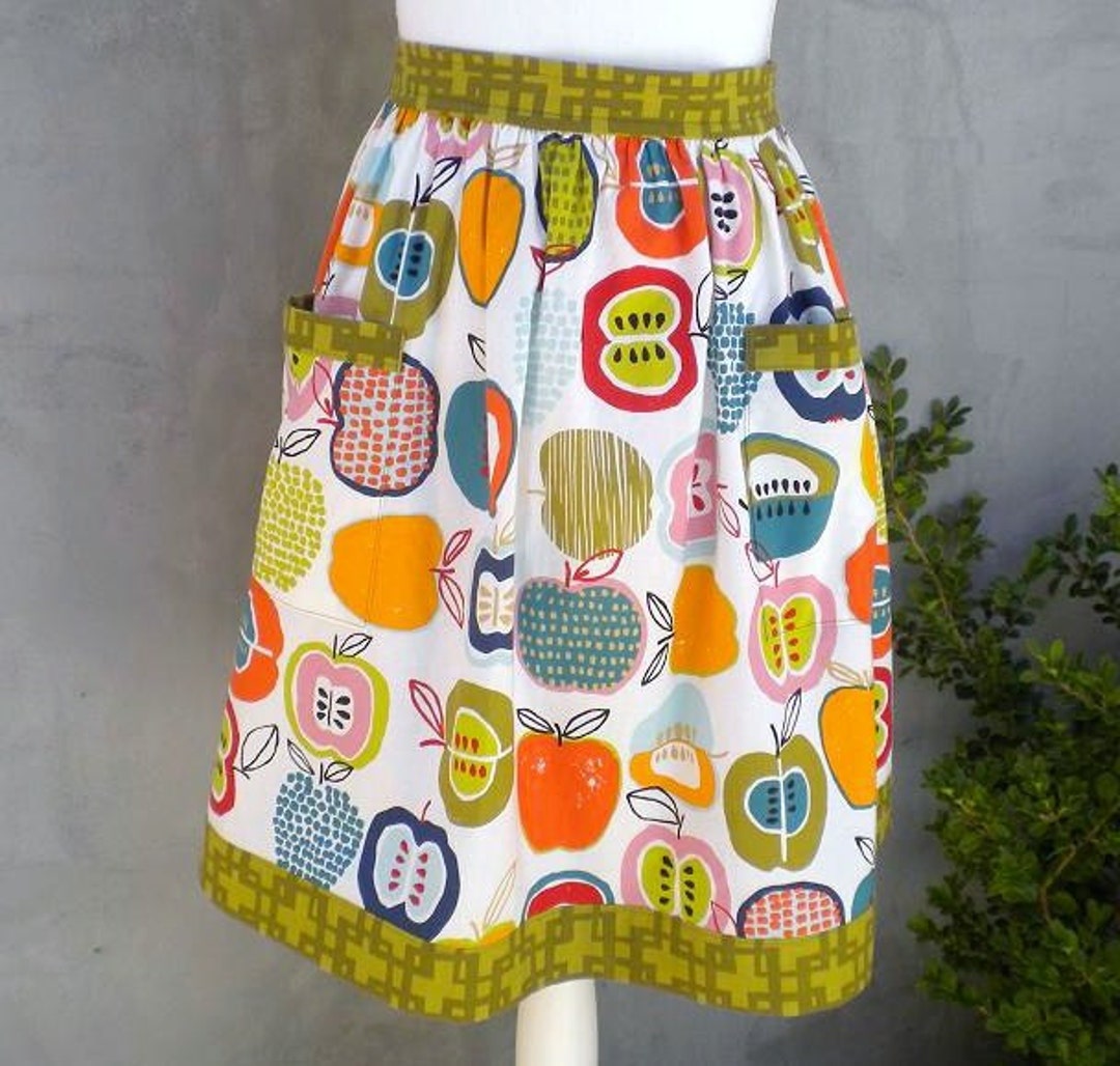 Colorful Apples Apron With Green Check Trim - Etsy