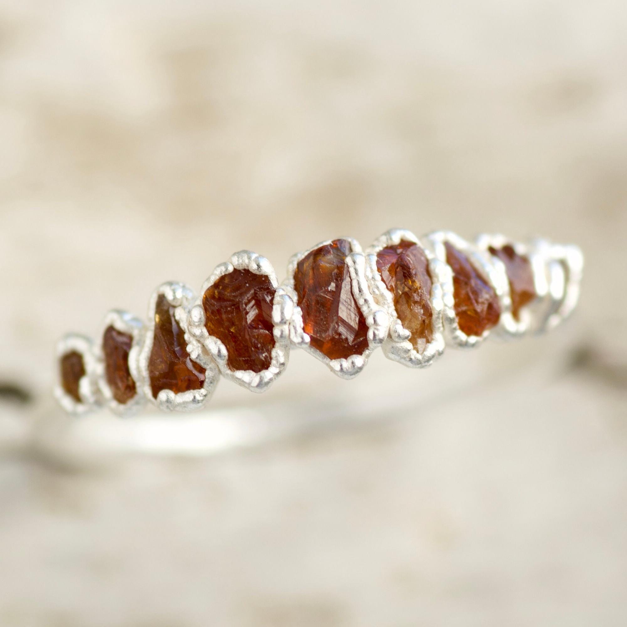 Rough Citrine Crystal Band Ring. Electroformed 999 Pure Fine Silver Raw ...