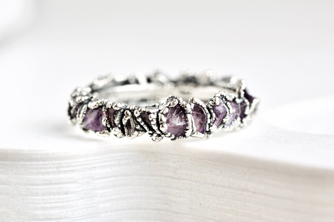 Amethyst Eternity Ring 999 Pure Silver Eternity Wedding Band Silver ...