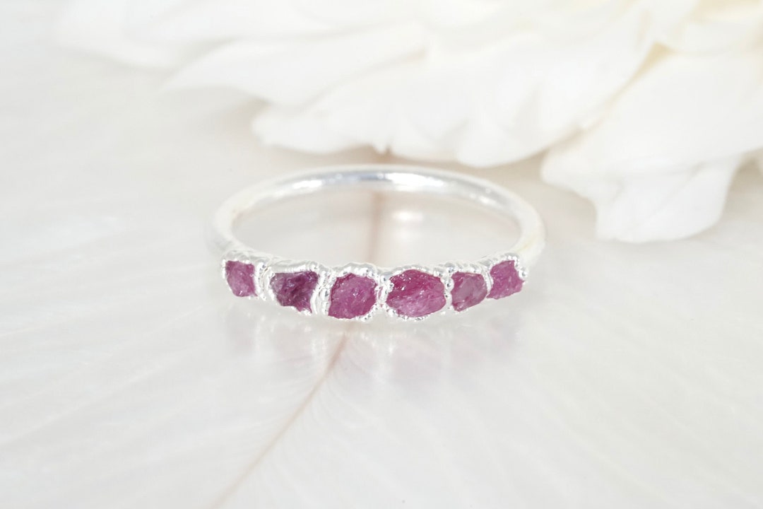 Raw Ruby Ring Natural Pink Crystal Ring Genuine Ruby Wedding Ring Pure ...