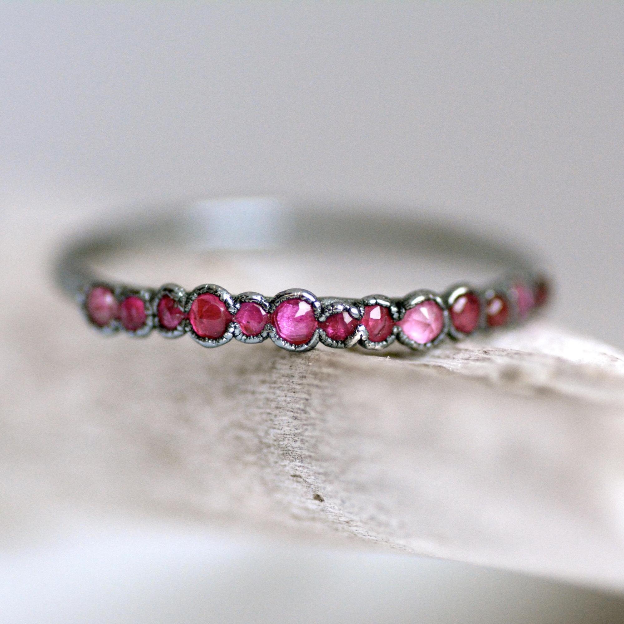 Ruby Bubble Ring Hot Pink Wedding Band Ruby 999 Silver Jewellery July ...
